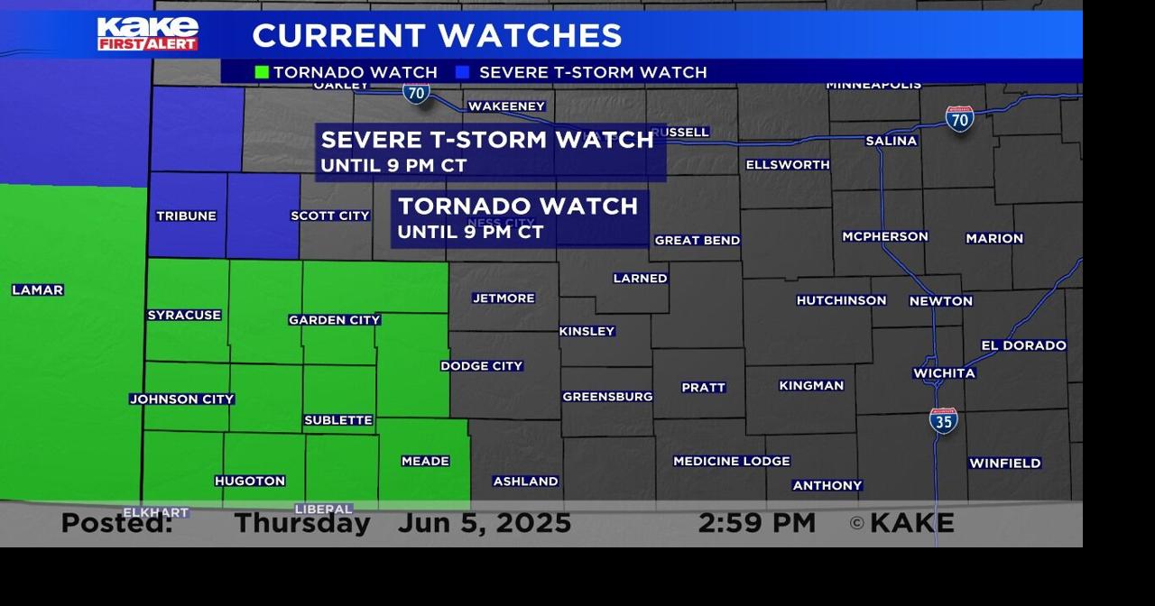 Tornado Watch issued in southwest Kansas | | kake.com