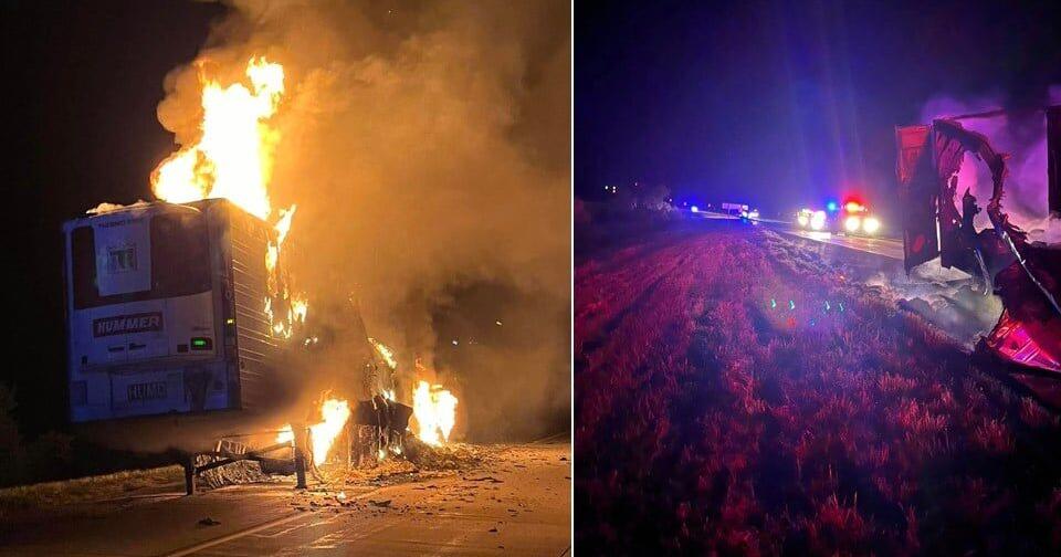 30,000 pounds of french fries burn in semi fire on I-70 | | kake.com