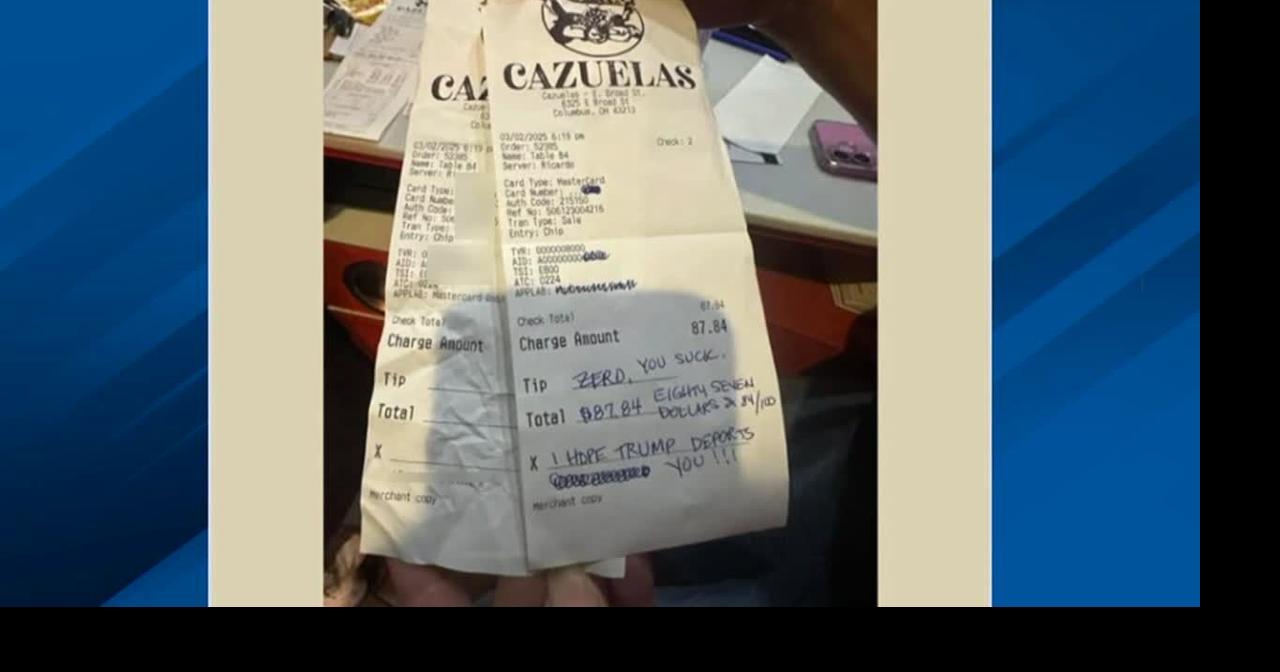 Hateful message left on restaurant receipt results in outpouring of ...