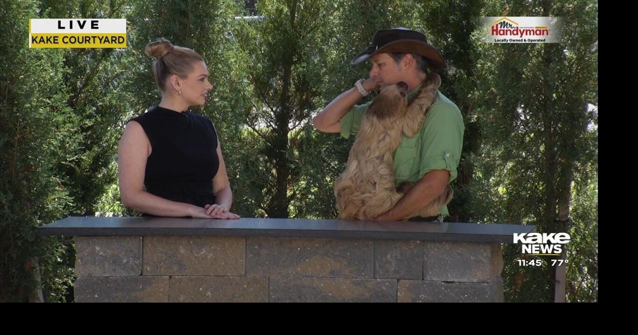 Matt Fouts from Tanganyika Wildlife Park introduces us to Chewy the ...