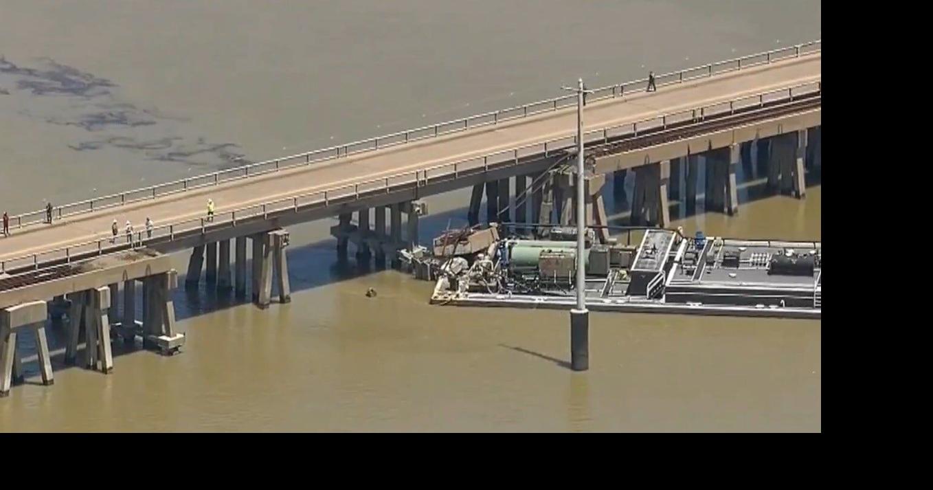 Barge hits a bridge in Galveston, Texas, damaging the structure and ...