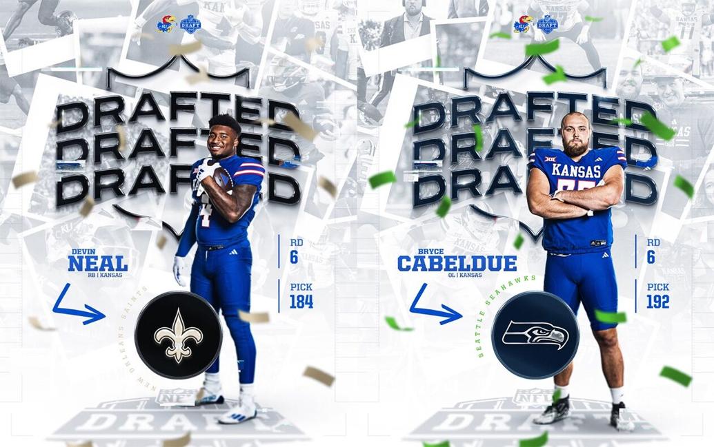 KU's Devin Neal, Bryce Cabeldue selected in sixth round of NFL Draft ...