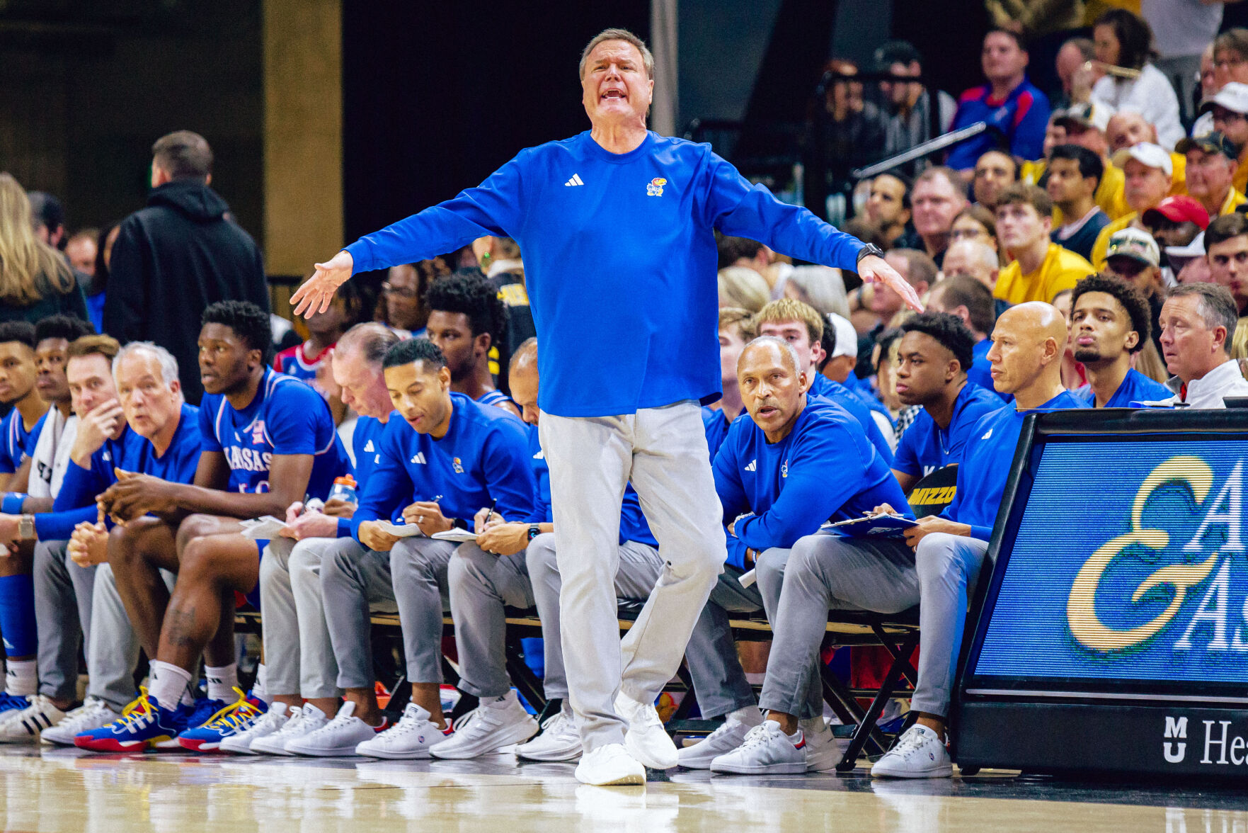 Kansas coach Bill Self, Flory Bidunga preview Border Showdown matchup ...