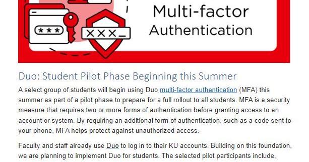 KU to implement Duo multi-factor login authentication for all students ...
