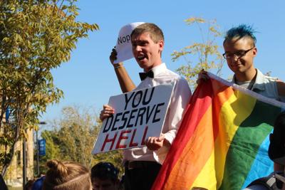 Spectrum KU leads counter-protest against anti-gay protestors on Wescoe ...