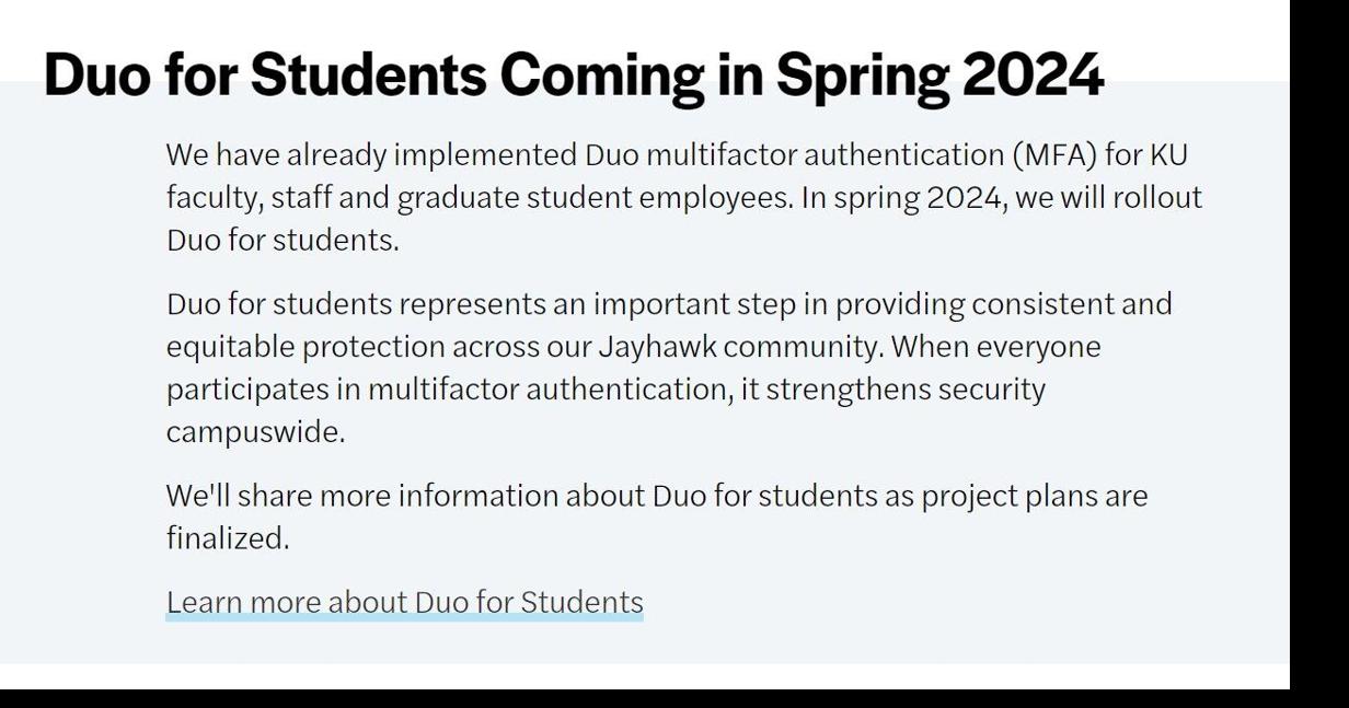 KUIT announces implementation of Duo authentication for students | News ...