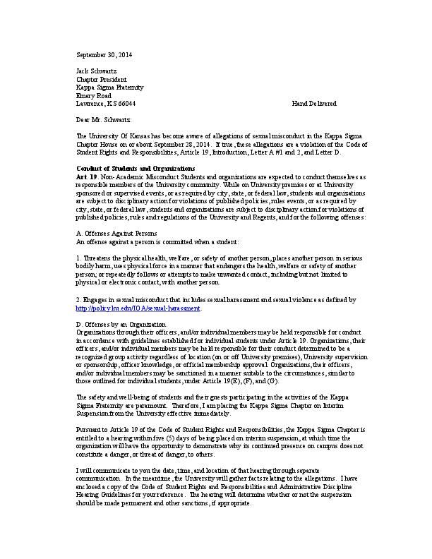 Kappa Sigma Interim Suspension Letter | | kansan.com
