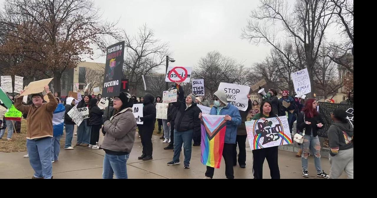 Anti-Trump Administration protestors gather at the Capitol in Topeka ...