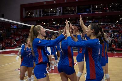Kansas volleyball sweeps Miami in the opening round of the NCAA ...