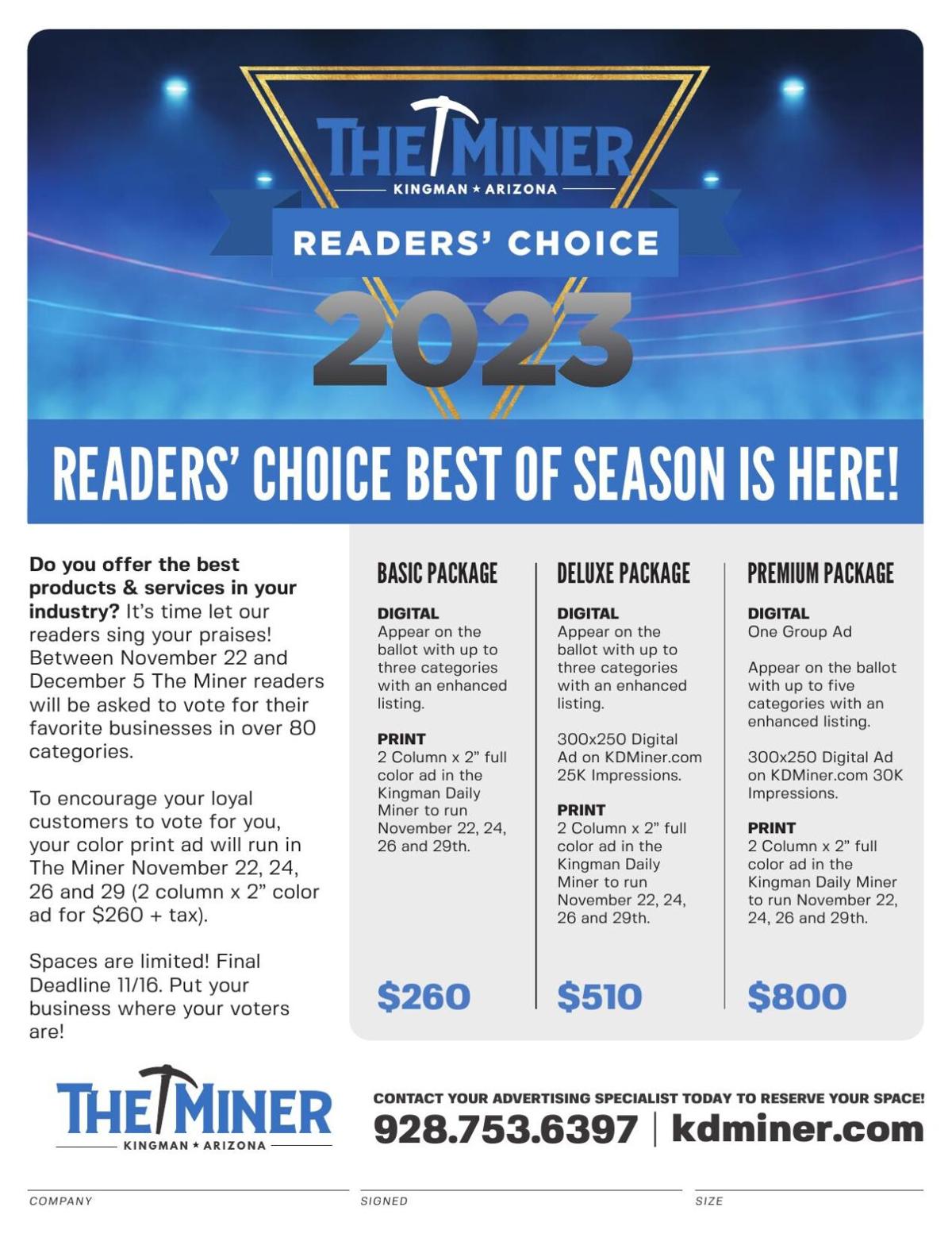 Kingman Readers Choice Rate Sheets | | kdminer.com