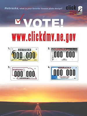 Nebraskans choosing from four license plate designs