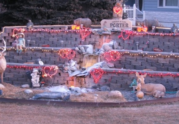 Waterfall, berm decorations draw eyes near and far