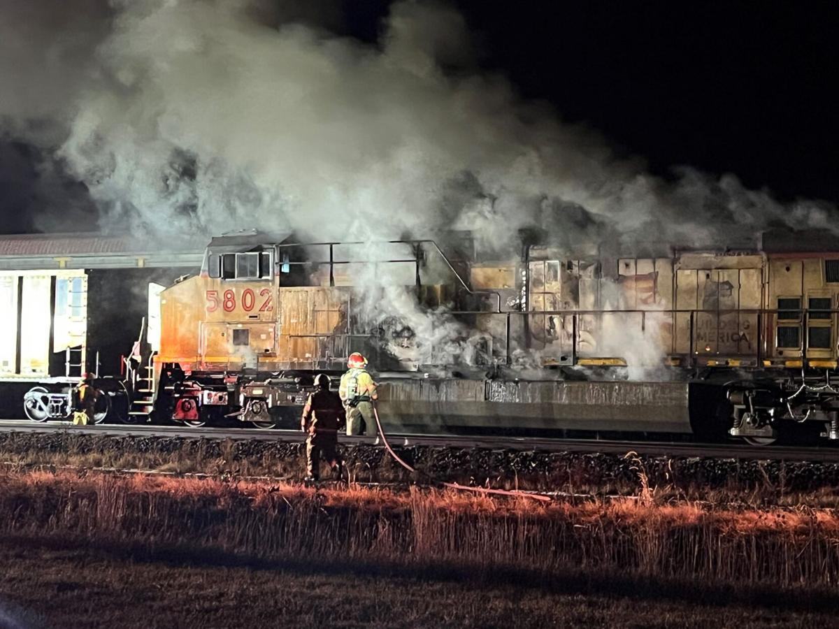 Train catches fire near Gibbon, Nebraska
