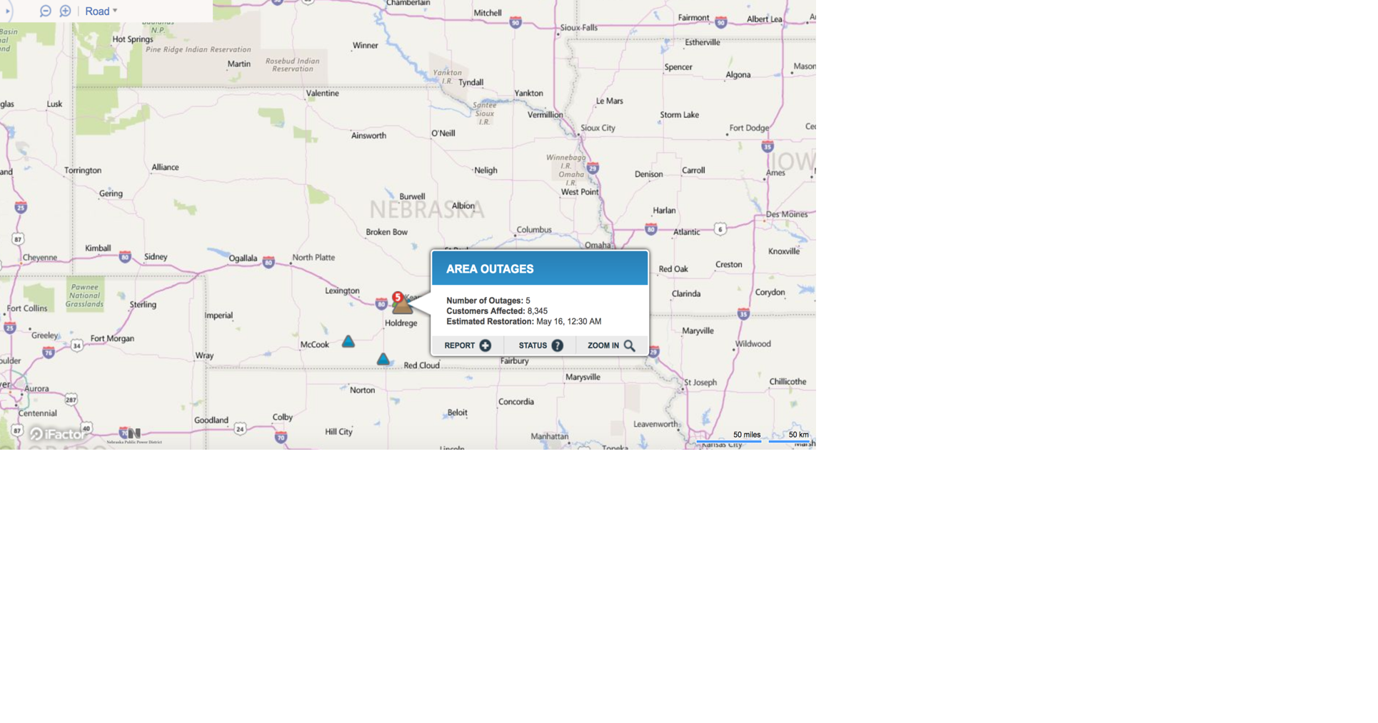 NPPD reporting more than 8,000 Kearney-area customers without power