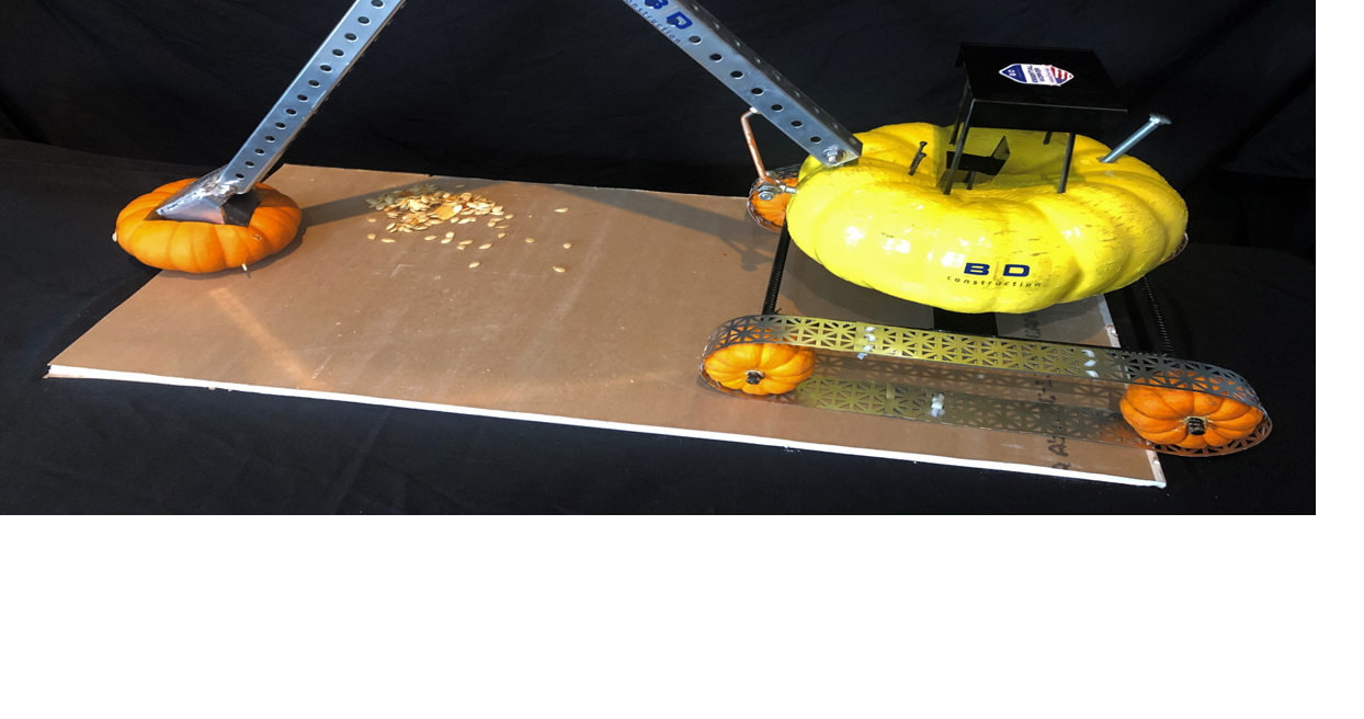 Excavator made out of pumpkins wins BD Construction contest