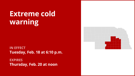 Update: Extreme cold warning issued for Nebraska until Thursday midday