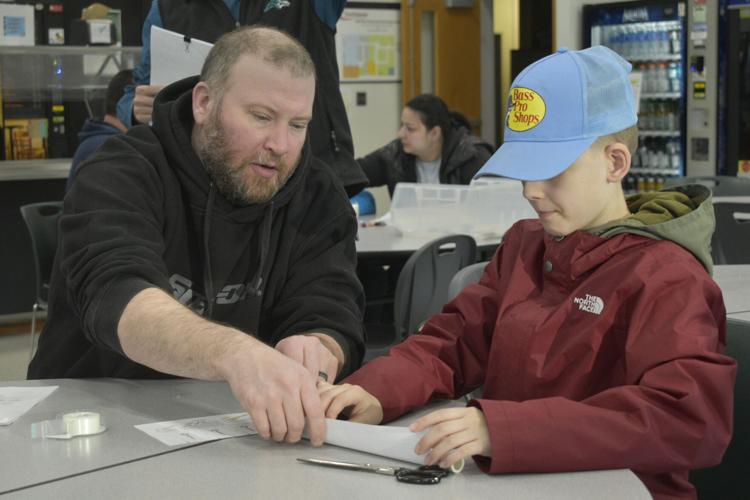Students launch paper rockets at LakeView in Kenosha County