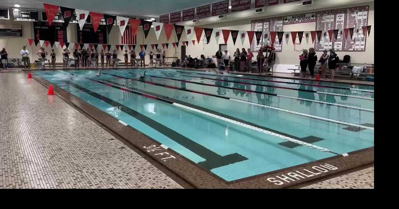 Badger Girls Co-op swim team competes in the 200-yard medley relay