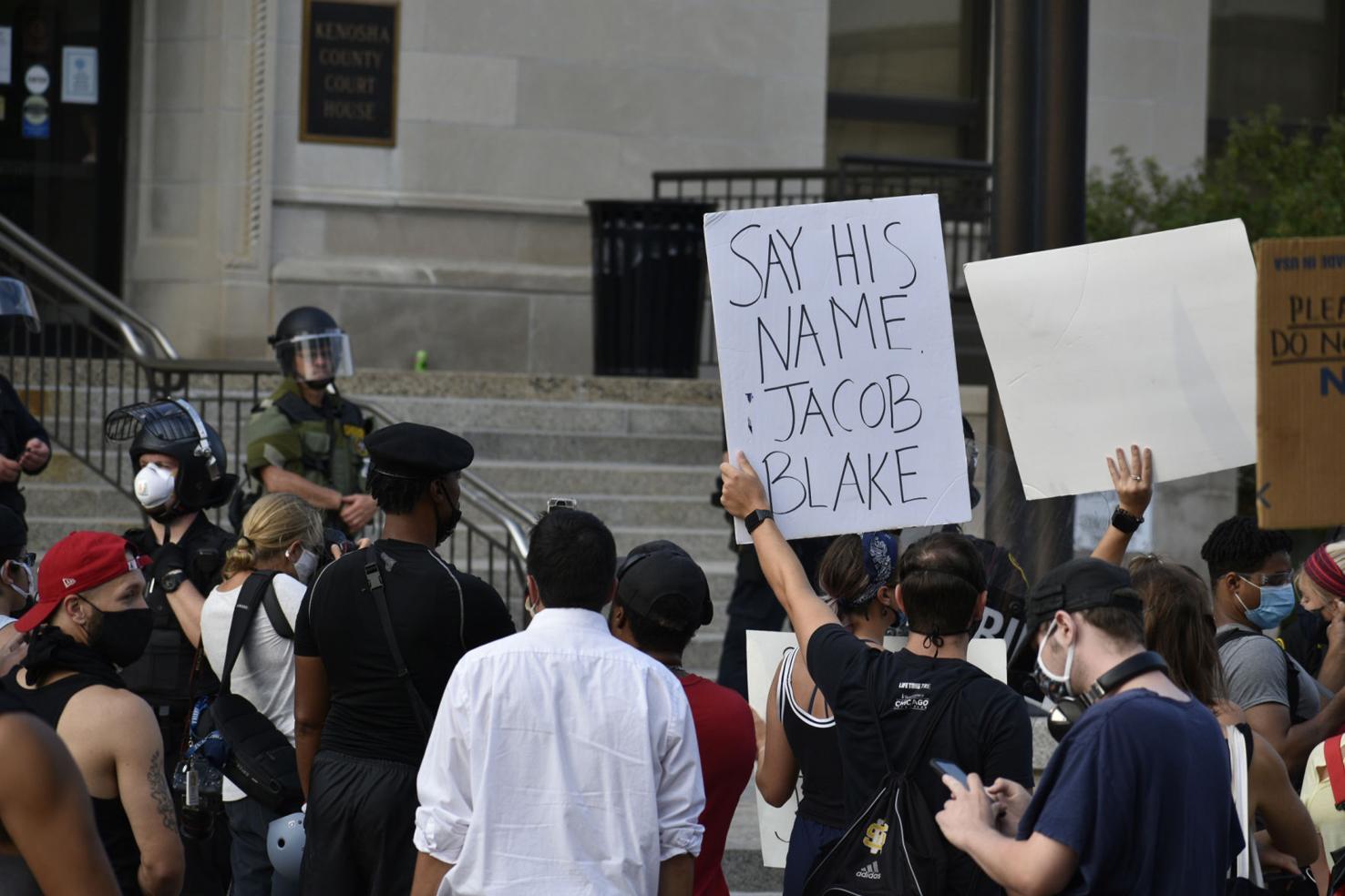 IN PHOTOS: Large protest in downtown Kenosha Monday evening