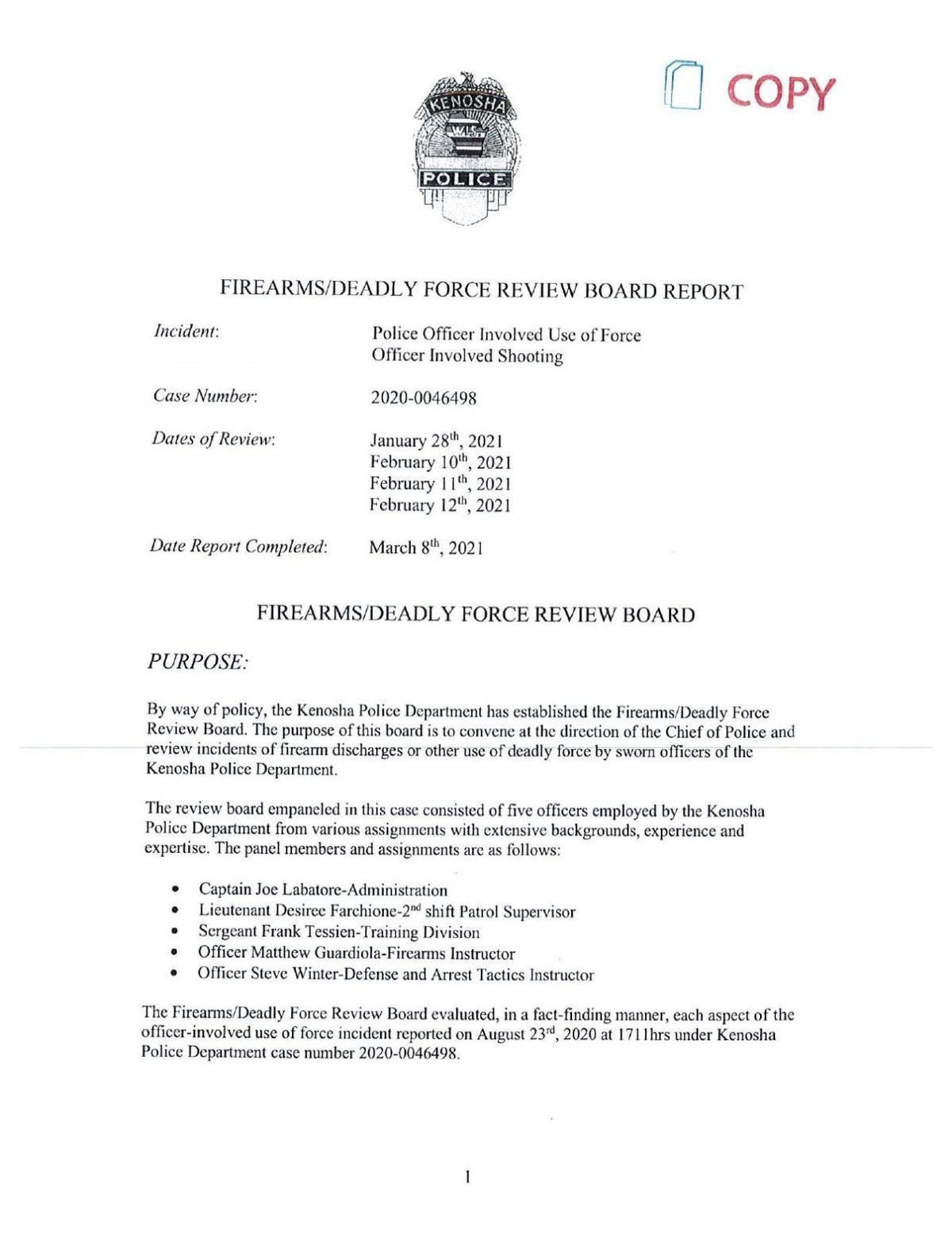 Use of force report in Jacob Blake shooting released by Kenosha Police