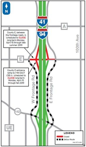 Highway E and KR ramps closed as part of I-94 reconstruction