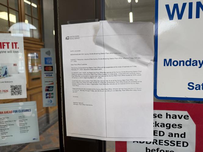 Quincy post office to close temporarily due to lead paint | Local News ...