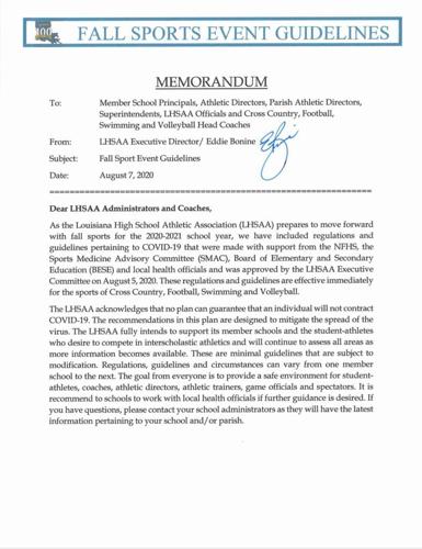 LHSAA announces update on football season guidelines | Sports | klax-tv.com