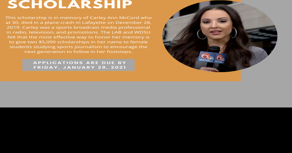LAB and WDSU offering scholarship in honor of Carley Ann McCord | Local ...