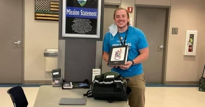 Simon from Colorado distributing books in Alexandria | Local News ...