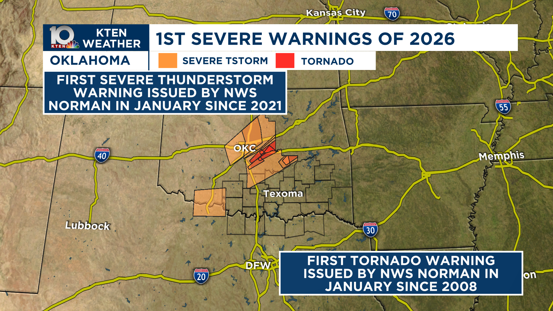 First severe thunderstorm warning of 2026 | Weather News | kten.com