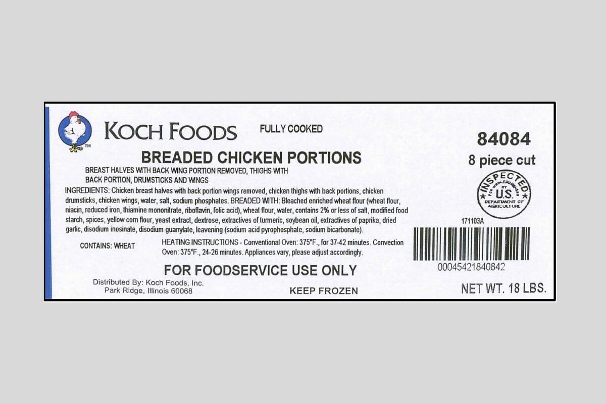Recall Issued for Breaded Chicken After Major Allergen Left Off Label ...
