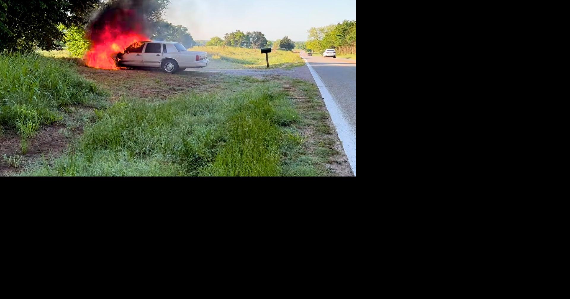 Car ablaze near Tishomingo | Oklahoma Headlines | kten.com