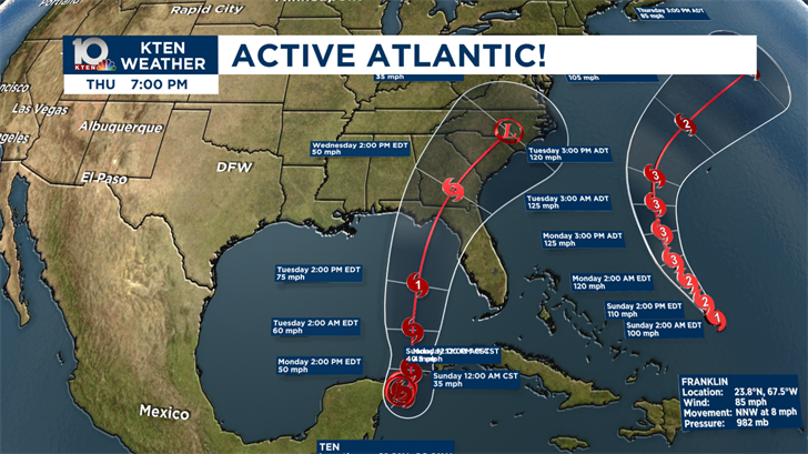 Franklin strengthens into hurricane | Weather News | kten.com
