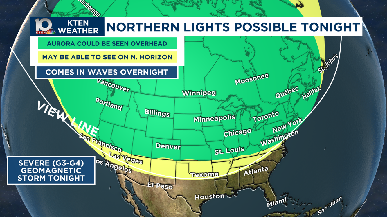 Northern lights may be visible tonight in Texoma | Weather News | kten.com