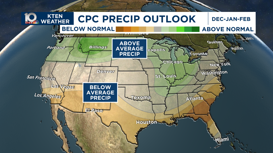 NOAA releases Winter weather outlook 2025-2026 | Weather News | kten.com