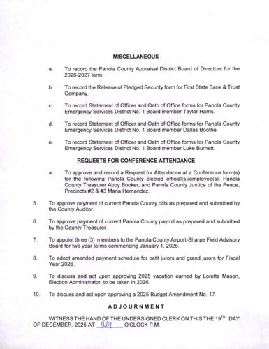 Panola County Commissioners Court to Hold Special Meeting December 30 ...