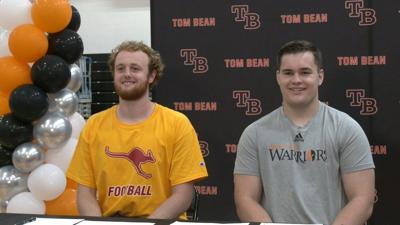 Two Tom Bean Tomcats sign to play college football | Sports | kten.com