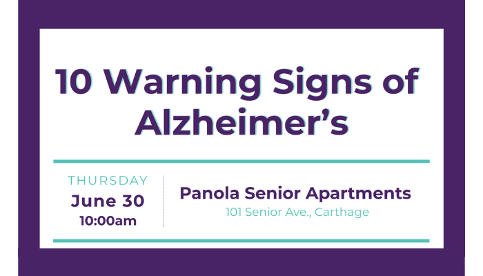 Learn the 10 Warning Signs of Alzheimer's at Free Community Class ...