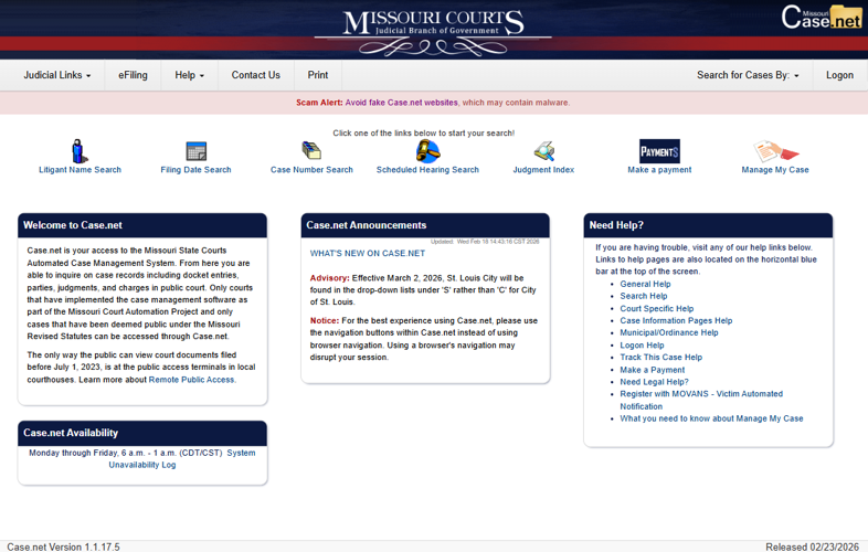 Missouri Courts warning of fake Case.net sites that could contain ...