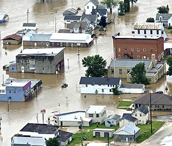 Heavy rains flood county: Kickapoo River swallows towns