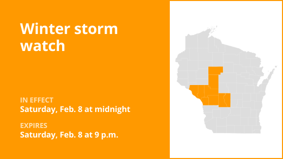 Update: Winter storm watch issued for Wisconsin for Saturday