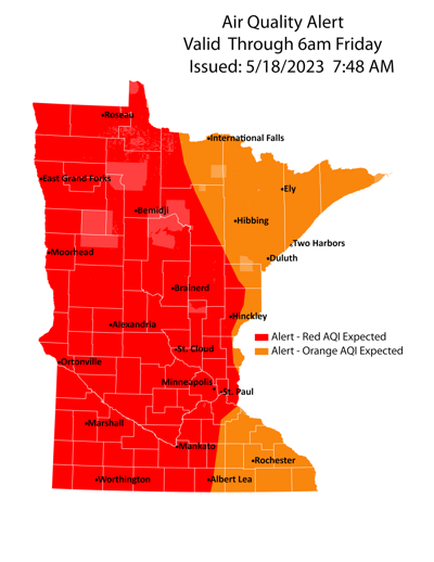 Air quality alert issued across Minnesota