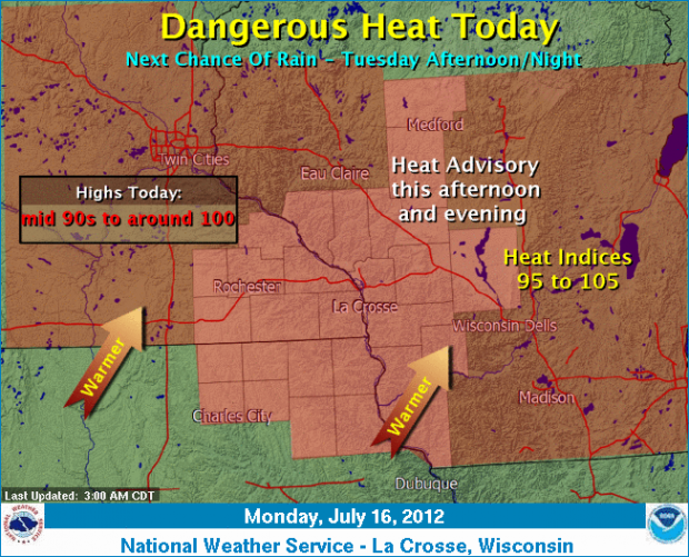 Dangerous heat conditions today