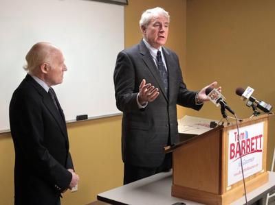 Barrett keeps focus on Walker; avoids mention of Democratic rivals ...
