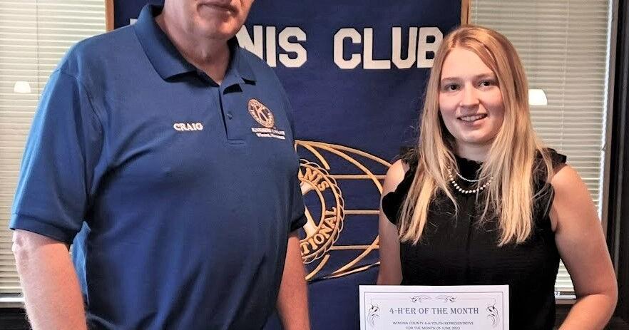 Emma Heiden recognized by Winona Sunrisers Kiwanis Club