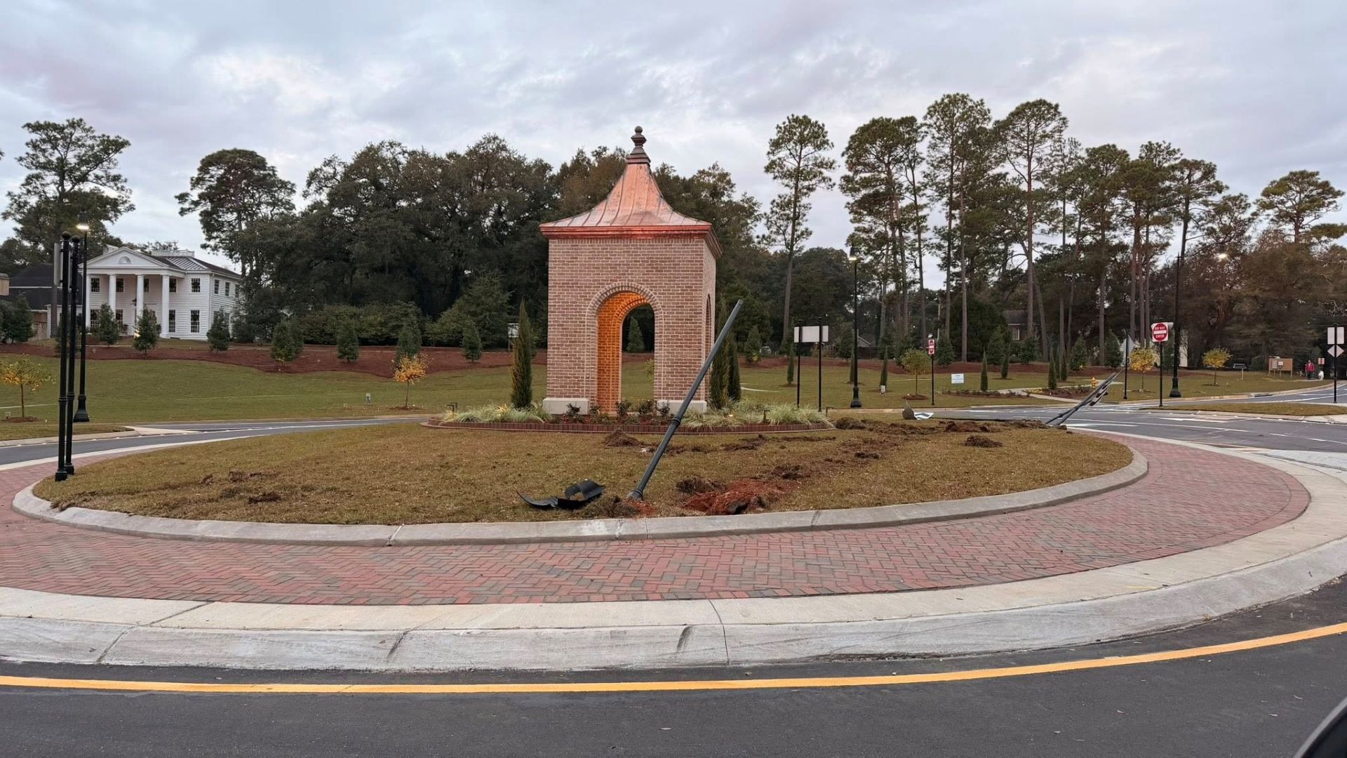 New McGregor roundabout damaged | Mobile | lagniappemobile.com