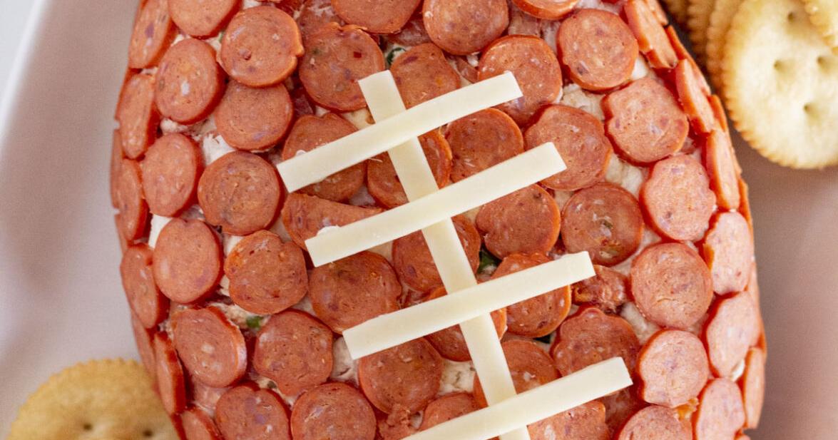 Practically Homemade: Pepperoni Pizza Football Cheeseball | Food ...