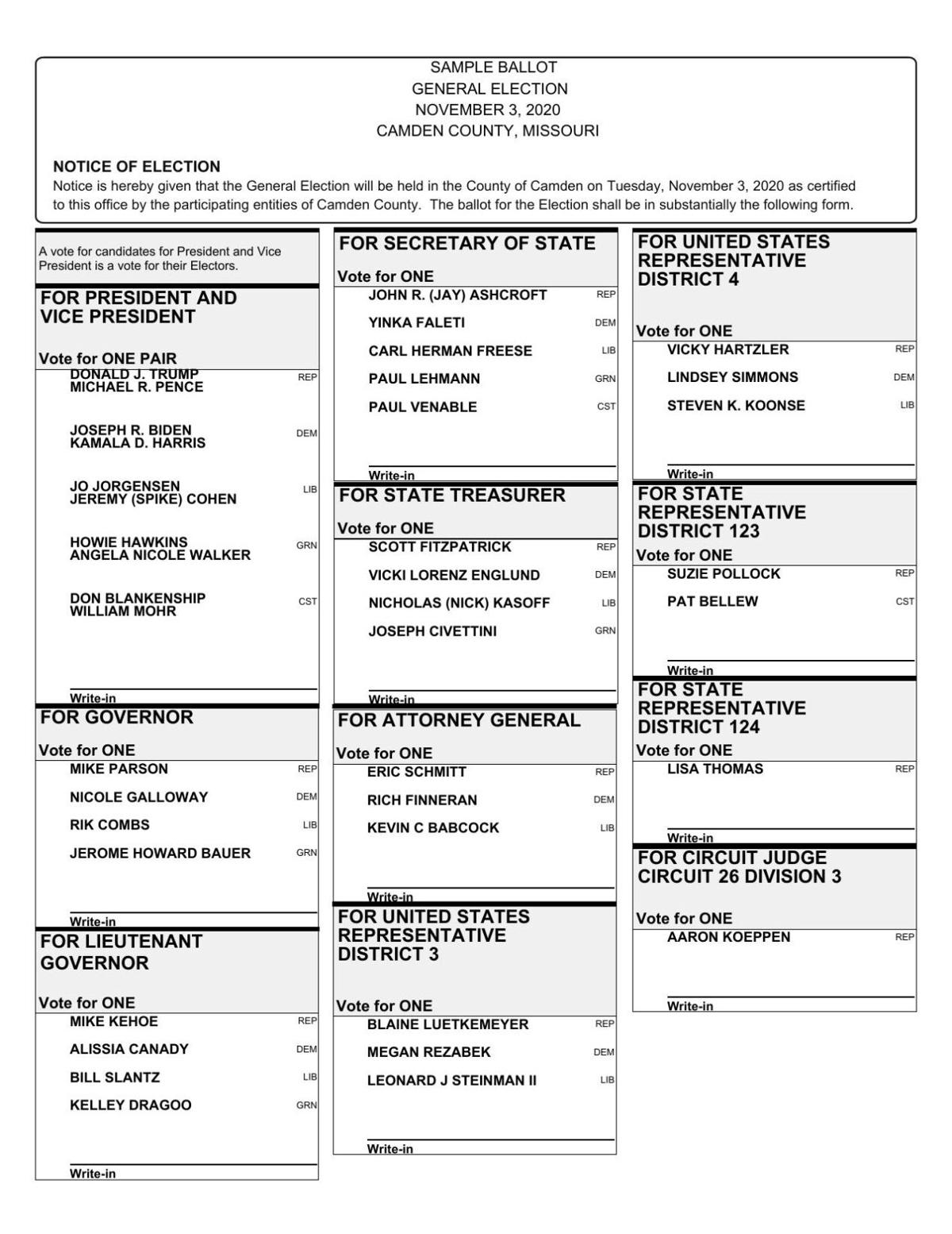 Election Day: Voting Locations & Sample Ballots For The Lake Area, In ...