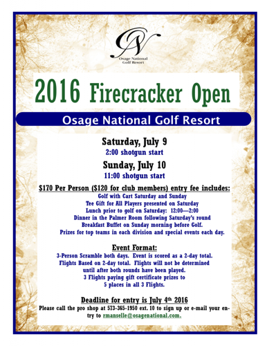 Firecracker Open at Osage National Golf Resort | Lake of the Ozarks ...