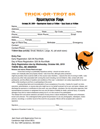 5k registration template